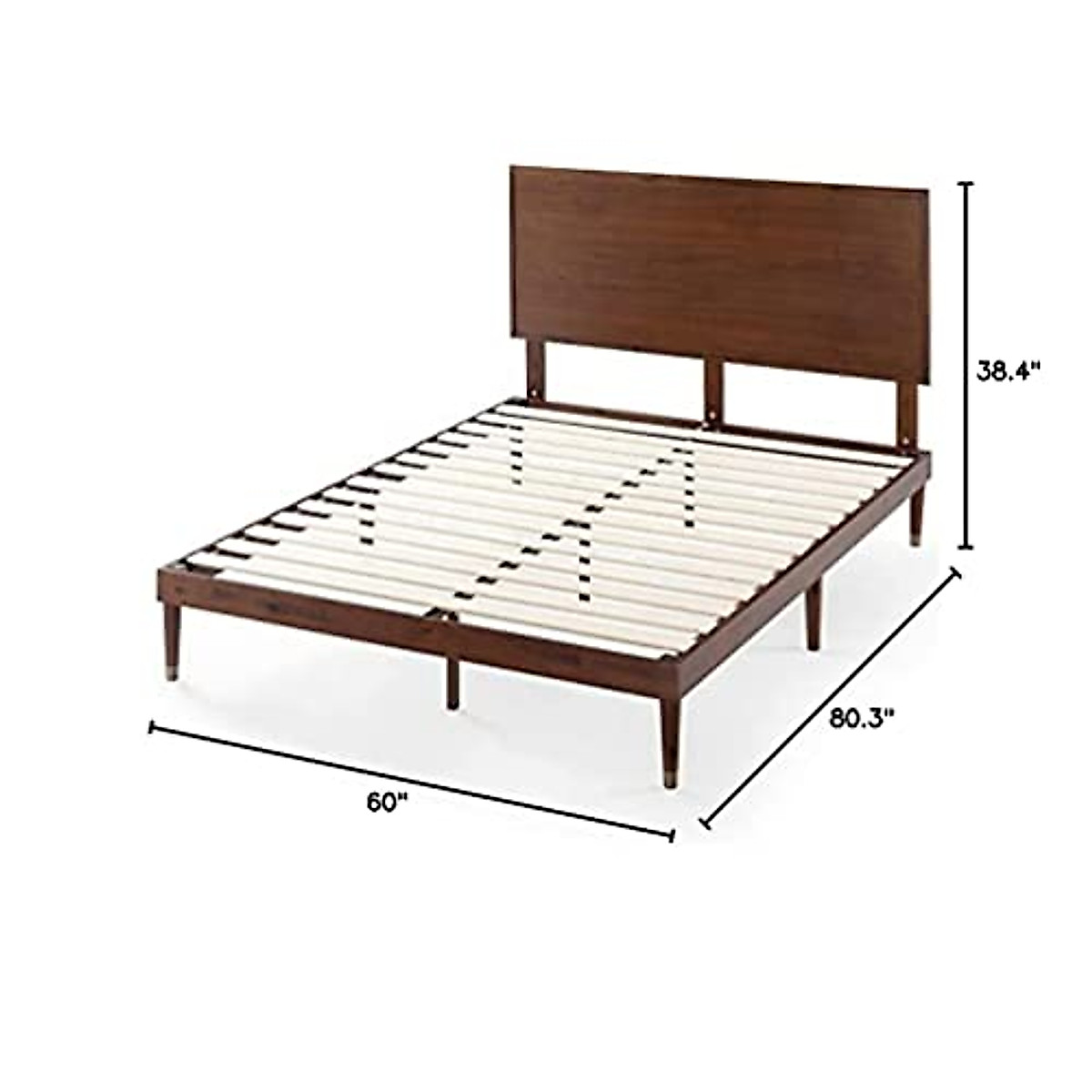 ZINUS Raymond Wood Platform Bed Frame with Adjustable Wood Headboard / Solid Wood Foundation / Wood Slat Support / No Box Spring Needed / Easy Assembly, Queen