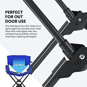 METKIIO Camping Chair – Outdoor Folding Chairs for Outside – Portable Chairs for Adults with Cup Holder, Media Pocket – Load-Bearing Folding Camping Chairs for Tailgating, Sports, Picnics