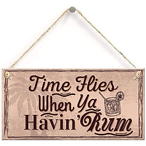 Havin Rum Hanging Sign Funny Alcohol Bar Pub Man Cave Garden Sign Friendship Plaques 10" X 5"