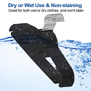 UNEED Hangers 50 Pack - Space Saving Plastic Clothes Hangers with 360°Rotating Hook-Heavy Duty Hangers for Suits and Pants(Balck Hanger)