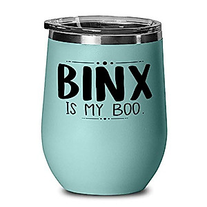 Brinx is My Boo Wine Glass, Teal Wine Tumbler, Brinx is My Boo Stainless Steel Insulated Lid Wine Glass Mug Cup Present Idea
