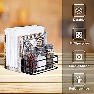 CZMIYRPY Wooden Farmhouse Napkin Holder - White Rustic Napkin Holder for Salt and Pepper Shakers for Table, Napkin Caddy for Table, Kitchen, Wedding, Party