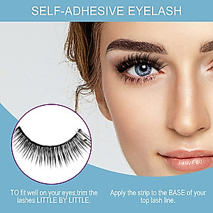 SQYlashes Glueless Lashes, Adhesive Lashes no Glue, Stick on Lashes, Self Adhesive Eyelashes Natural Look, Reusable and Waterproof (Black Color, 3 Pairs)