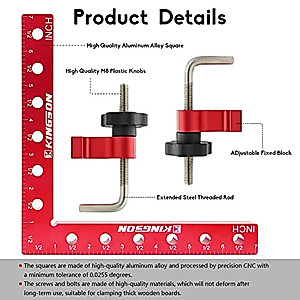 Kingson 90 Degree Positioning Squares Right Angle Clamps Corner Clamp, 7.1" x 7.1" Aluminum Alloy Woodworking Carpenter Tool for Box Cabinets Drawers Picture Flame (2Pack)
