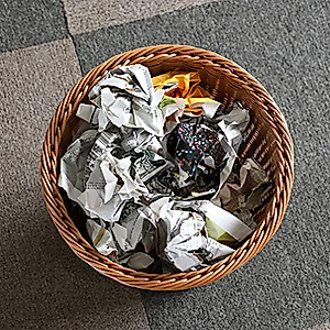 BESPORTBLE Ornament Container Household Trash Can, Plastic Wastebasket Flowerpot Woven Open Garbage Container Wastebasket Retro Waste bin (Imitated Rattan Style) Hand-Woven Rubbish Container