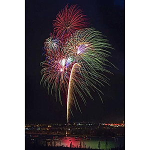 ArtDirect Colorado, Frisco Fireworks Display on July 4th IV 13x18 Black Modern Wood Framed with Double Matting Museum Art Print by Lord, Fred