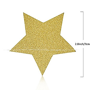 Koker Sparkling Star Garland, Paper Hanging String Banner Decoration for Wedding, Birthday Party Baby Shower Backdrop, Glitter Gold, 11.5 Feet/3.5 m