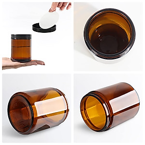 EkkoVla 24 Pack 8 oz Amber Round Glass Jars with 24 Black Lids, Candle Making Jar, Empty Refillable Cosmetic Containers for Lotions, Face Creams, Body Butter, Powders, Ointments, Beauty Products