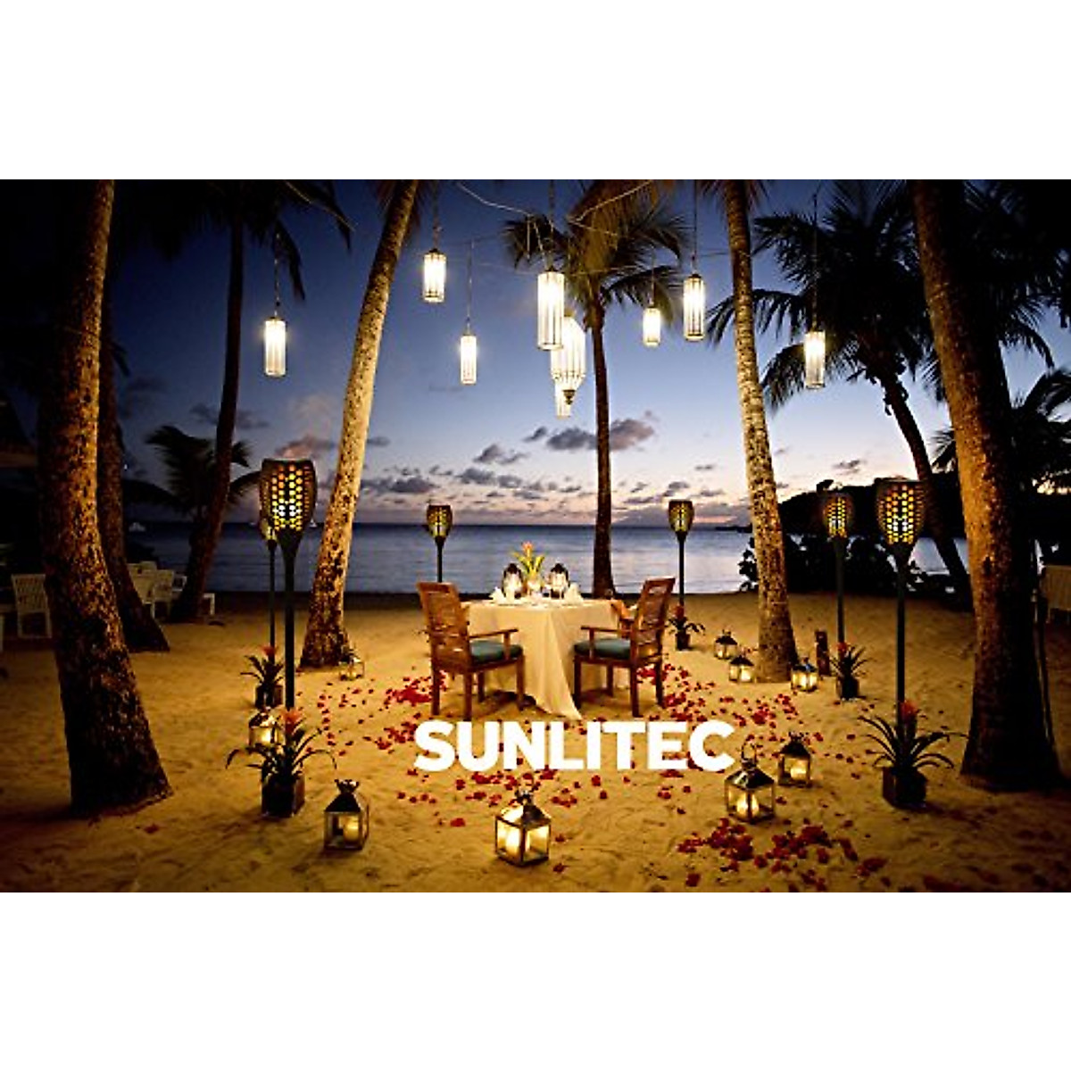 Sunlitec Solar Lights, Waterproof Flickering Flames Torches Lights Outdoor Landscape Decoration Lighting Dusk to Dawn Auto On/Off Security Torch Light for Garden Patio Deck Yard Driveway, 2 Pack