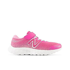 New Balance Girls DynaSoft 520 V8 Bungee Running Shoe, Hi-Pink/White/Signal Pink, 2 Little Kid