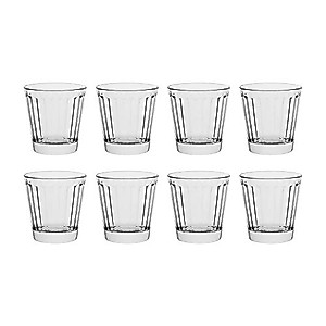 AmazonCommercial Whiskey Rocks Glasses, Fluted Lowball - Set of 8, Clear, 6.7 oz