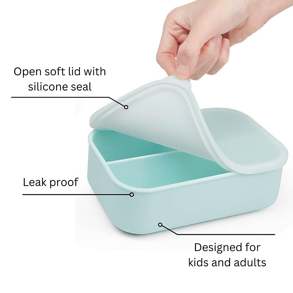 Cocina Vida 2 Pack Large Divided Food Storage and Meal Prep Containers - BPA Free Bento Box - Food Grade Silicone Lunch Box, 3 Compartment Leak Proof - 48 Ounce/1400 ml