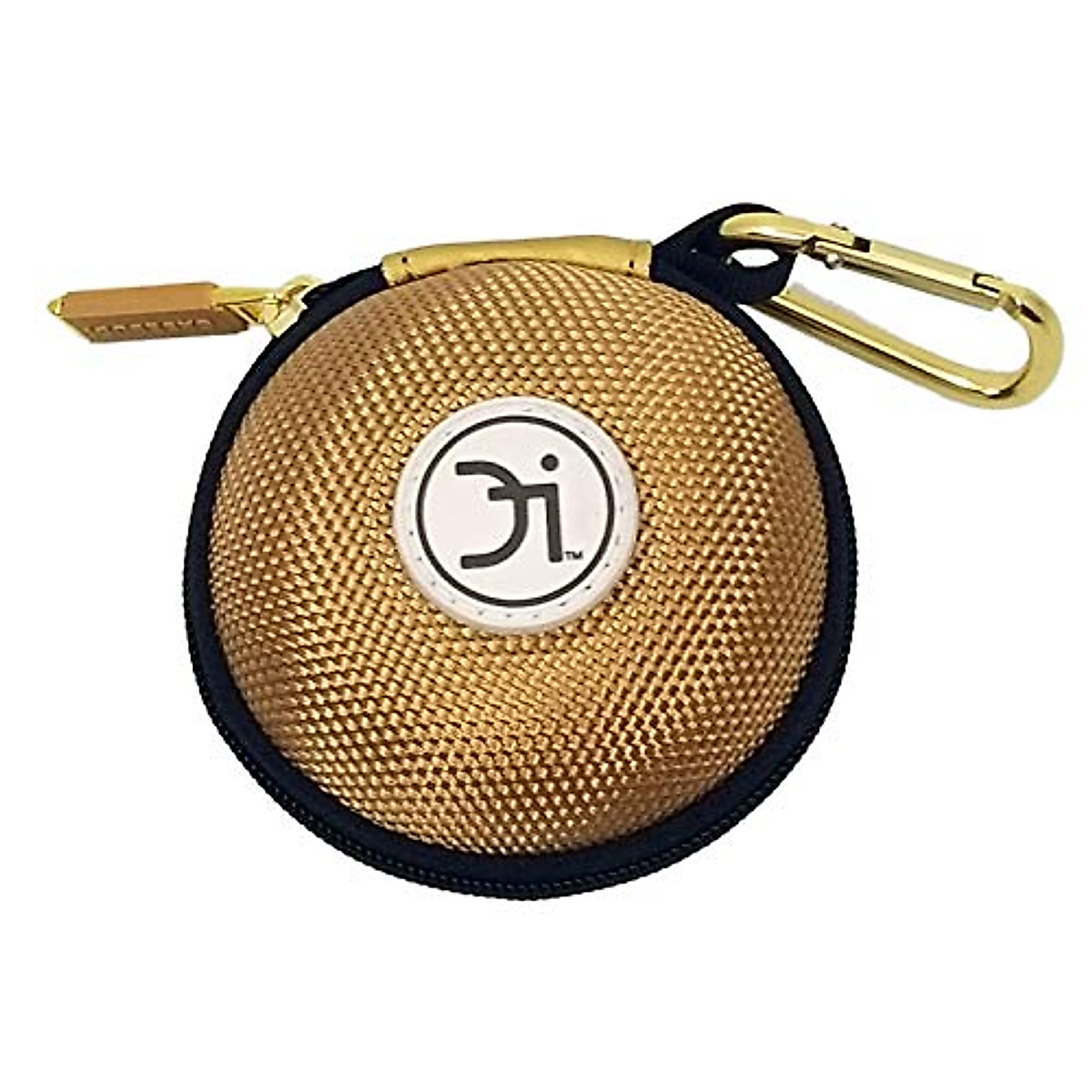 CASEBUDi Round Earbud and Phone Charger Storage Case with Carabiner | Limited Edition Gold Ballistic Nylon