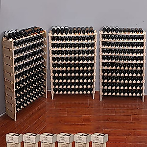 fdjamy Wine Rack Cabinet Freestanding for Floor Wooden Stackable Storage Modular countertop Wood Wine Holder (100bottle)
