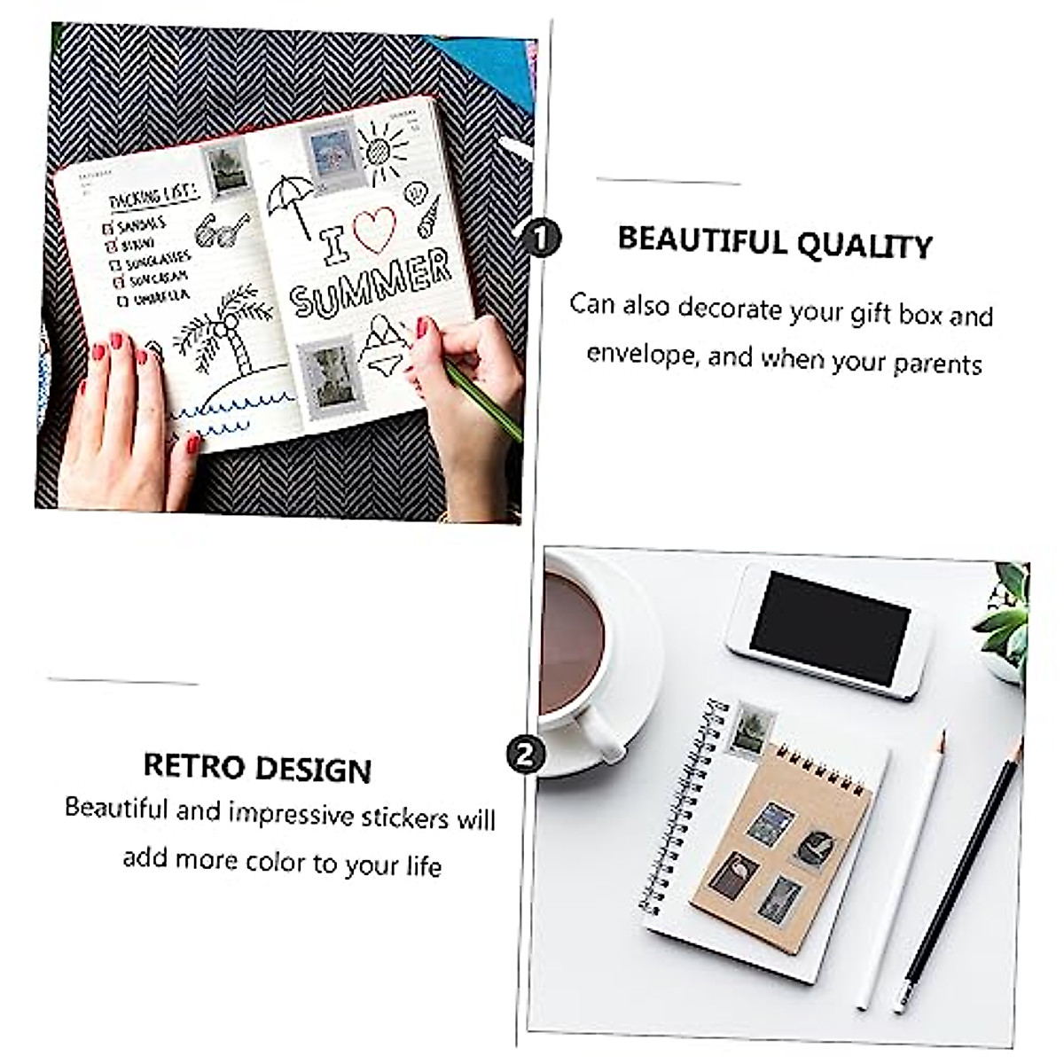 Tofficu 6 Packs Paper Stamp Sticker Scrapbook Stamp Sticker Photo Scrapbook Stamp Decal Scrapbooking Masking Tape Scrapbook Sticker Adhesive Decoration Sticker Photo Corner Plant Travel