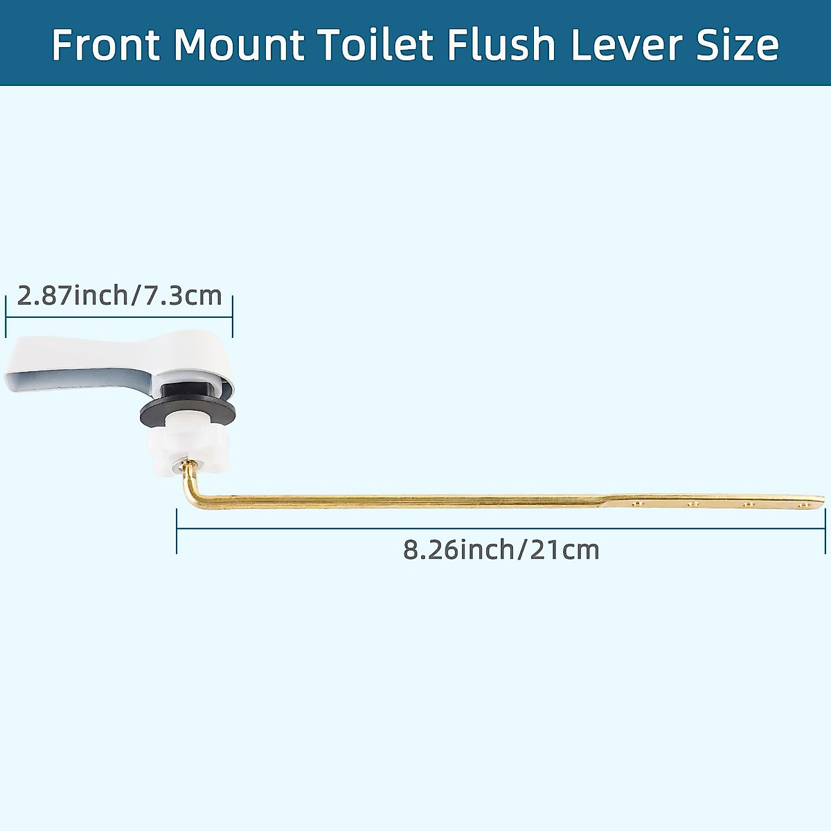 Hygie Rinse Universal Front Mount Toilet Handle White Toilet Handle Lever Flush Replacement, with Stainless Steel Flapper Chain, Toilet Repair Kit