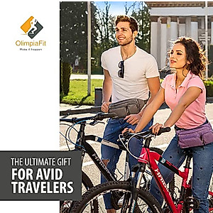 OlimpiaFit Fanny Pack for Women and Men - Waist Bag w/ 6 Anti-Theft Pockets & Plus Size Belt Extension - Water Resistant Travel Accessories - Black