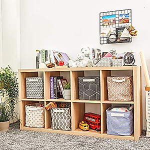 EZOWare 6 Pcs Cube Storage Bin Baskets, Collapsible Linen Canvas Fabric Box Organizer with Handles for Bathroom, Shelves, Nursery, Home and Office - Multi, 10.5 x 10.5 x 10.5 inch