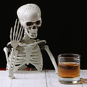 Sizonjoy 35" Posable Halloween Skeleton, Full Body Joints Plastic Skeleton with Movable/Posable Joints,Perfect for Halloween Haunted House Props Decorations Outdoor