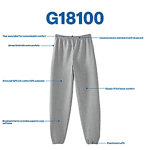 Gildan Men's Fleece Elastic Bottom Sweatpants with Pockets, Style G18100, Navy, 2X-Large