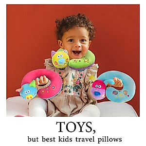 qianliyer Kids Neck Pillow for Traveling - Essential for Toddler Road Trips and Airplane Travel Comfortable Travel Pillow for Kids - Cute Dog Plush Toy with Chin Support Kids