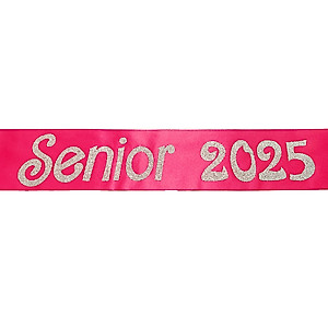 Conggluuo Senior 2025 sash,senior sashes class of 2025 senior sash Pink sash with Silver Glitter graduation sash for Graduation Party Supplies 2 Pack senior sashes Pink Silver 2pcs