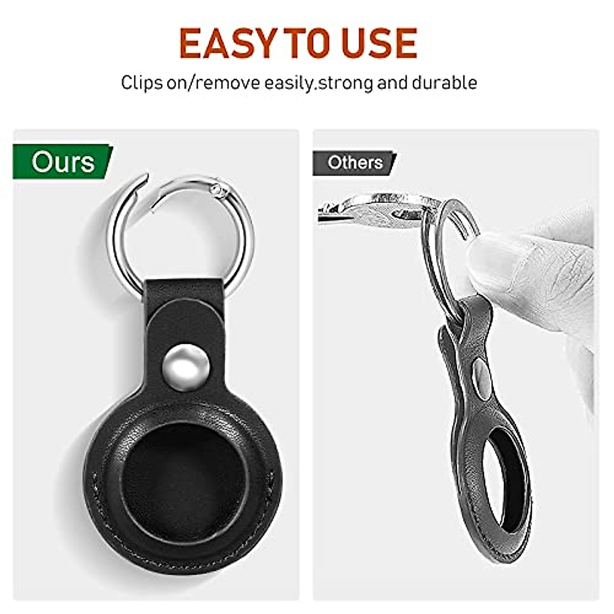 YUEVAN Airtags Case Anti-Scratch Protective Skin Compatible with AirTag Tracker Finder Keychain (Black)