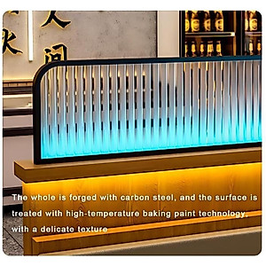 LXXW Countertop Screen Partition, Striped Glass Decorative Dividers with LED Light for Dining Areas, Bars Restaurant Table Top Separator(Black,120x25cm)