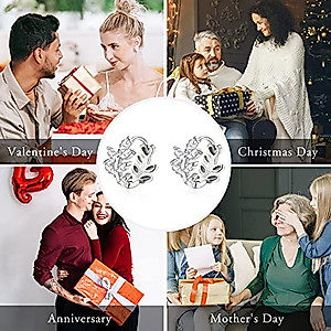 BriLove Clear Silver-Tone Hoop Earrings for Women Mom 925 Sterling Silver Six Leaves Huggie Hoops Gifts for Daily Wear/Mothers Day/Valentines Day/Birthday/Christmas/Anniversary