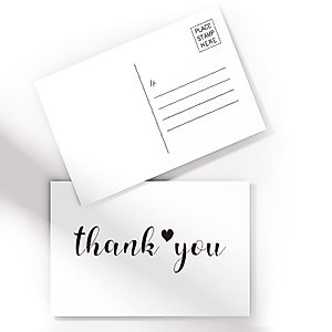 50 Thank You Postcards - Blank with Mailing Side, Thank You Cards for Weddings, Receptions, Baby or Bridal Showers, Birthdays, Graduations, Parties, Celebrations, or Special Events,4 x 6 Inches.
