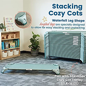 ECR4Kids Stackable Cozy Cot with Storage, Classroom Furniture, Sage, 6-Pack