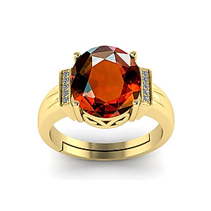 LMDPRAJAPATIS 9.25 Carat Natural Garnet Stone Statement Gold Adjustable Ring For Men And Women