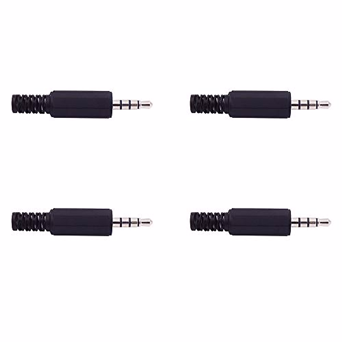 Fancasee 4 Pack 3.5mm Replacement Repair Plug Jack TRRS 4 Pole Stereo Male Plug 1/8" 3.5mm Solder Type DIY Audio Cable Connector for Headphone Headset Earphone Microphone Cable Repair