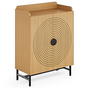 Tribesigns 6-Tier Shoe Cabinet with Doors, Shoe Storage Cabinet with Adjustable Shelves, Modern Wood Shoe Rack Shoe Storage Organizer for Entryway, Hallway (Brown & Black)