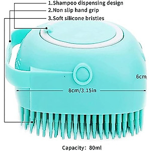 Bath brush for dogs or cats, with a shampoo dispenser tank, made of silicone, with soft bristles that provide a pleasant massage with deep cleaning for your pet