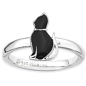 925 Sterling Silver Black Cat Stackable Ring Size 6