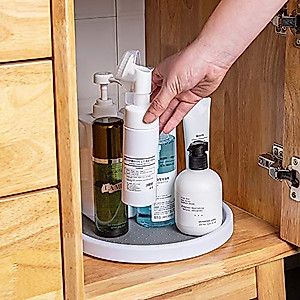 Feill Pantry Cabinet Lazy Susan Turntable -10 Inch Non-slip 360 Degree Rotating Lining Kitchen Storage Turntable for Cabinets, Pantry, Bathroom, Refrigerator,Countertop (1, Glay)