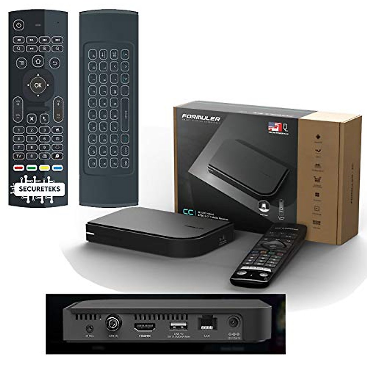 New 2021 Formuler CC 4K Hybrid UHD + ATSC Ultra Media Receiver 2GB Ram 16GB Memory+ Bonus Secureteks Premium AirMouse with Keyboard and Backlit.