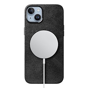 Komodoty Luxury Alcantara iPhone 14 Plus Case. Premium Italian Imported Material. Fully Wrapped Four Side Protection. MagSafe Compatible. Black