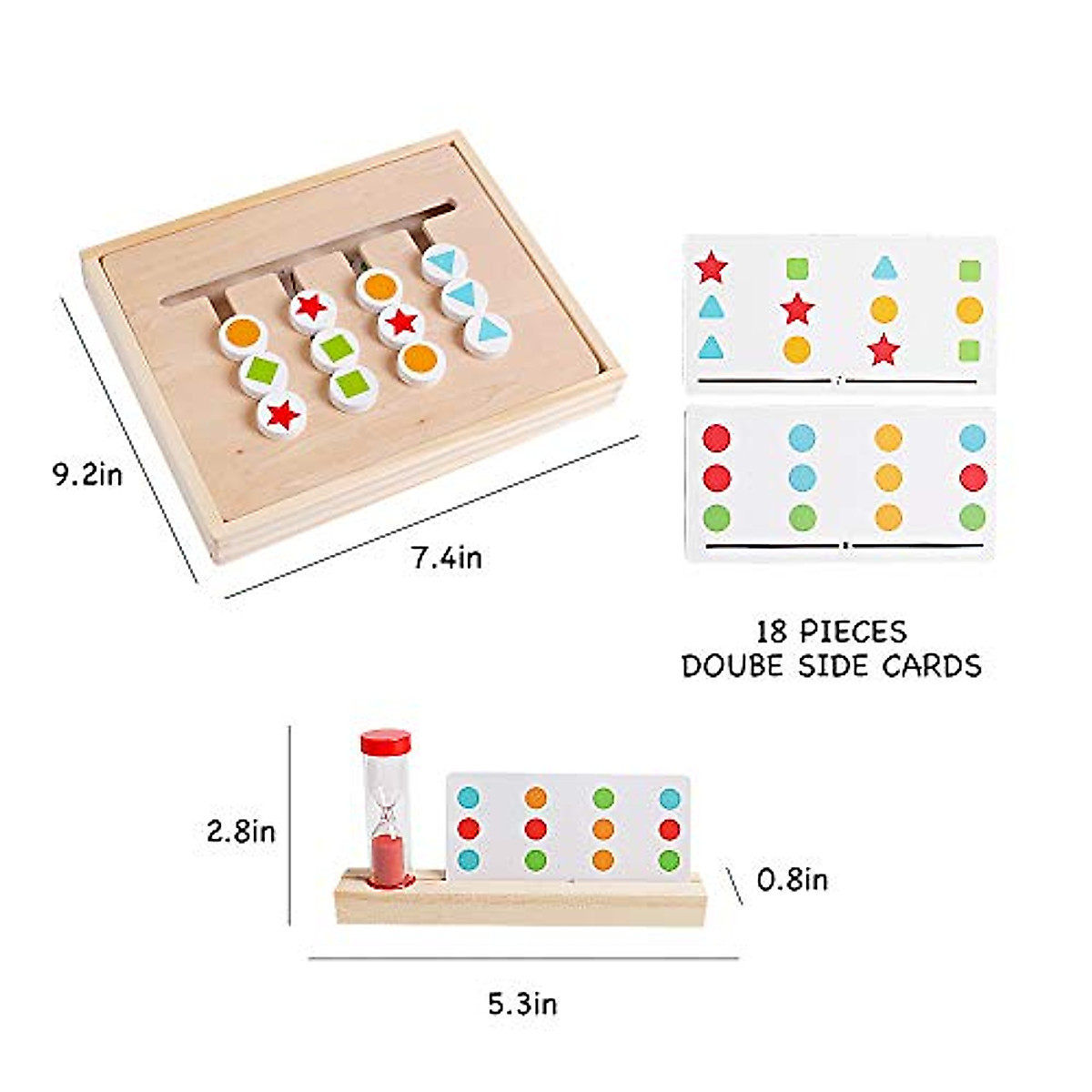 Skrtuan Montessori Learning Toy, Wooden Toys Color Shape Slide Puzzle Matching Brain Teasers Logic IQ Game Montessori STEM Preschool Educational Toys for Toddlers Kids Boys Girls