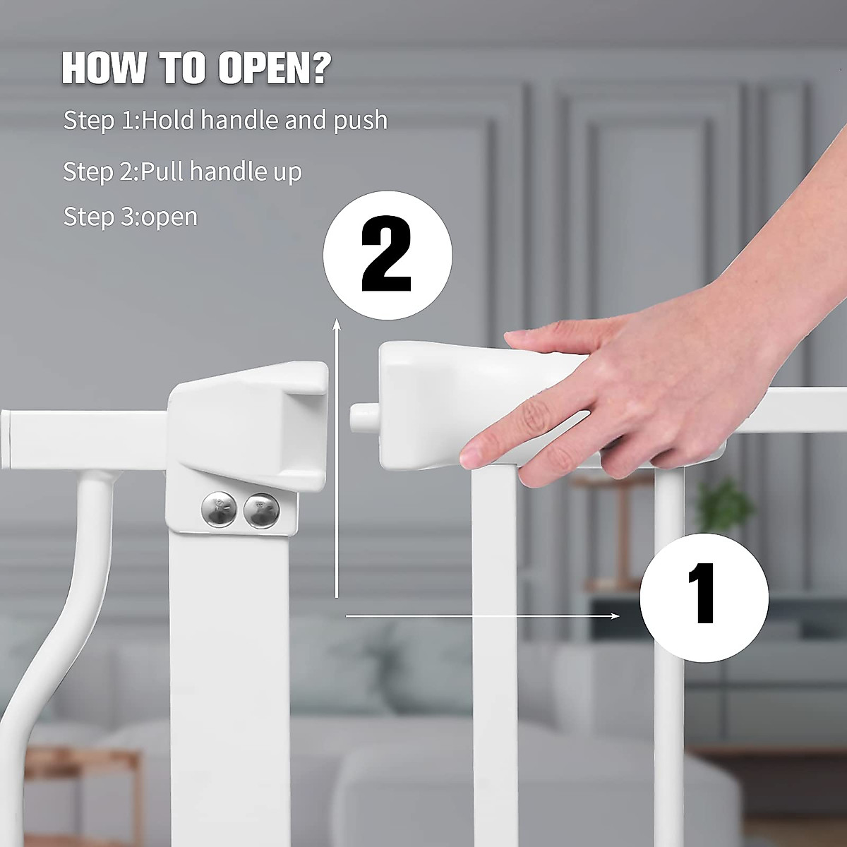 Easy Walk Baby Gate for Stairs & Doorways with Optional Extensions, Detachable Extra Wide Pet Gates with Automatic Closing, Safety Gate, Dog Playpen for Hallway