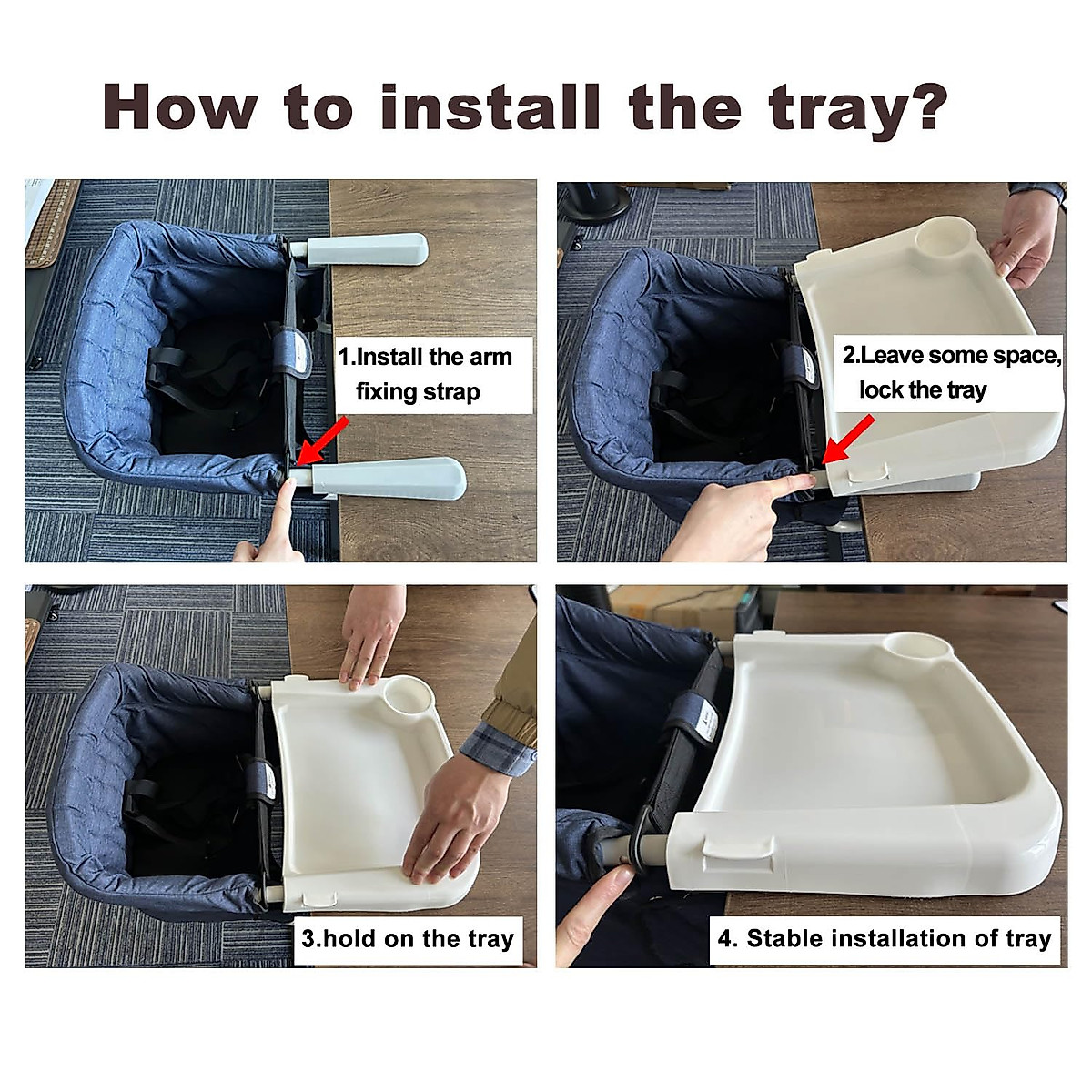 TOONOON Hook On High Chair, Fast Table Chair Clip on Table High Chair, Fold-Flat Storage Tight Fixing Portable Baby Feeding Seat for Baby Toddler Washable with Dining Tray for Travel Outside