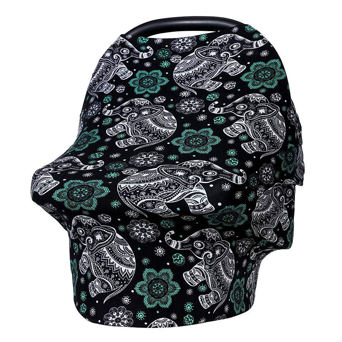 XNN Nursing Cover for Baby Breastfeeding - Car Seat Canopy,Shopping Cart, High Chair, Stroller - All-in-1 Soft Breathable Stretchy 95% Cotton Infinity Nursing Cover Up for Girls, Boys (Elephant)