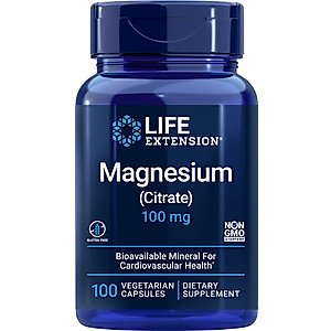 Life Extension Magnesium Citrate, 100 Mg, 100 Capsules (2 Pack)