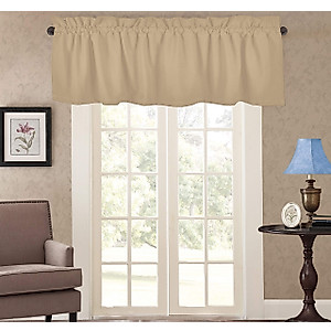 Native Fab Set of 2 Valance Curtains for Windows 54"x18" for Living Room Bedroom Kitchen Windows Bathroom, Farmhouse Vintage Curtain Valances Rod Pocket - Beige Natural