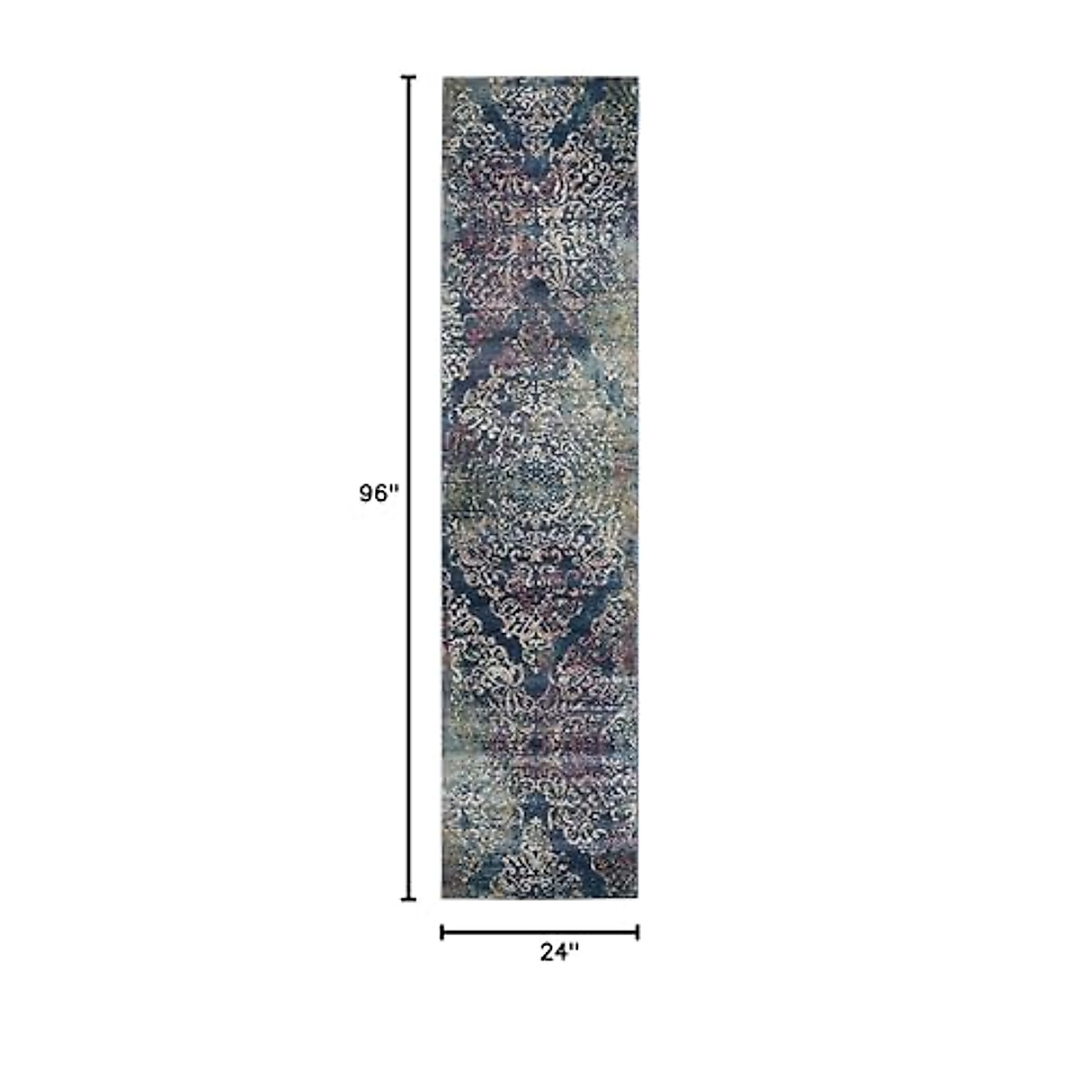 SAFAVIEH Aria Collection Runner Rug - 2' x 8', Blue & Multi, Boho Distressed Design, Non-Shedding & Easy Care, Ideal for High Traffic Areas in Living Room, Bedroom (ARA128B)