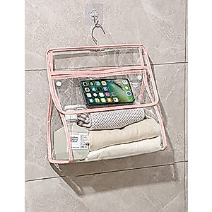 Hiroyuki with Metal Hook And Sticky Hook Shower Touch Screen Design Caddy Basket for College Dorm Room Essentials, Hanging Portable Tote Bag Toiletry for Bathroom Accessories(pink)