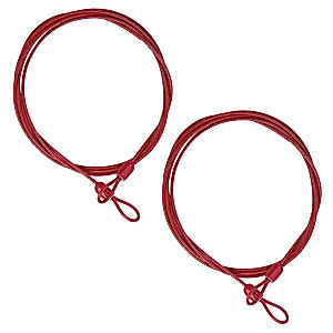YOOJIA 2Pcs 2M Braided Steel Luggage Cable Safety Lock Security Wire with Double-Looped for Gates Lock U-Lock Padlock Disc Lock Red One Size