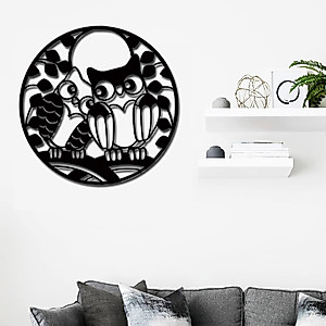 Artmyharbor Metal Owl Wall Decor Cute Owl Couple on Tree Branch Black Wall Hanging Art Rustic Animal Bird Sculpture Farmhouse Decor Home Garden Indoor Outdoor Decorations