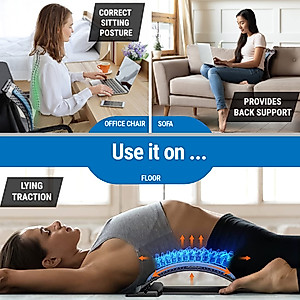 NEOATHLETE Back Cracker - Extra Silicone Pad and Chair Strap for Office Chair - Helps with Sciatica Pain Relief, Lower Back Pain Relief - Lumbar Back Stretcher - Spine Deck Board - Spine Corrector